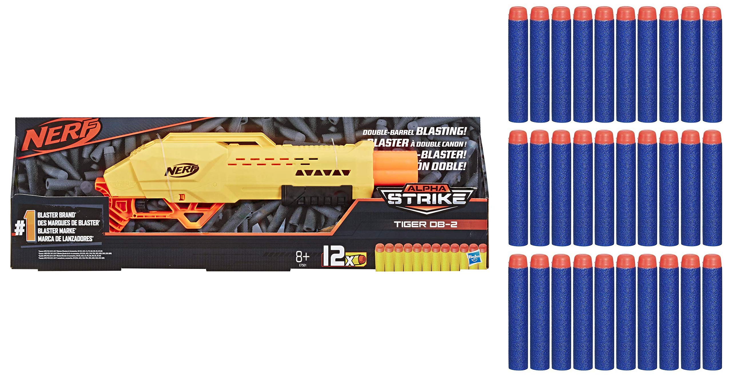 Buy Nerf Tiger DB-2 Alpha Strike Toy Blaster, Includes 12 Official ...