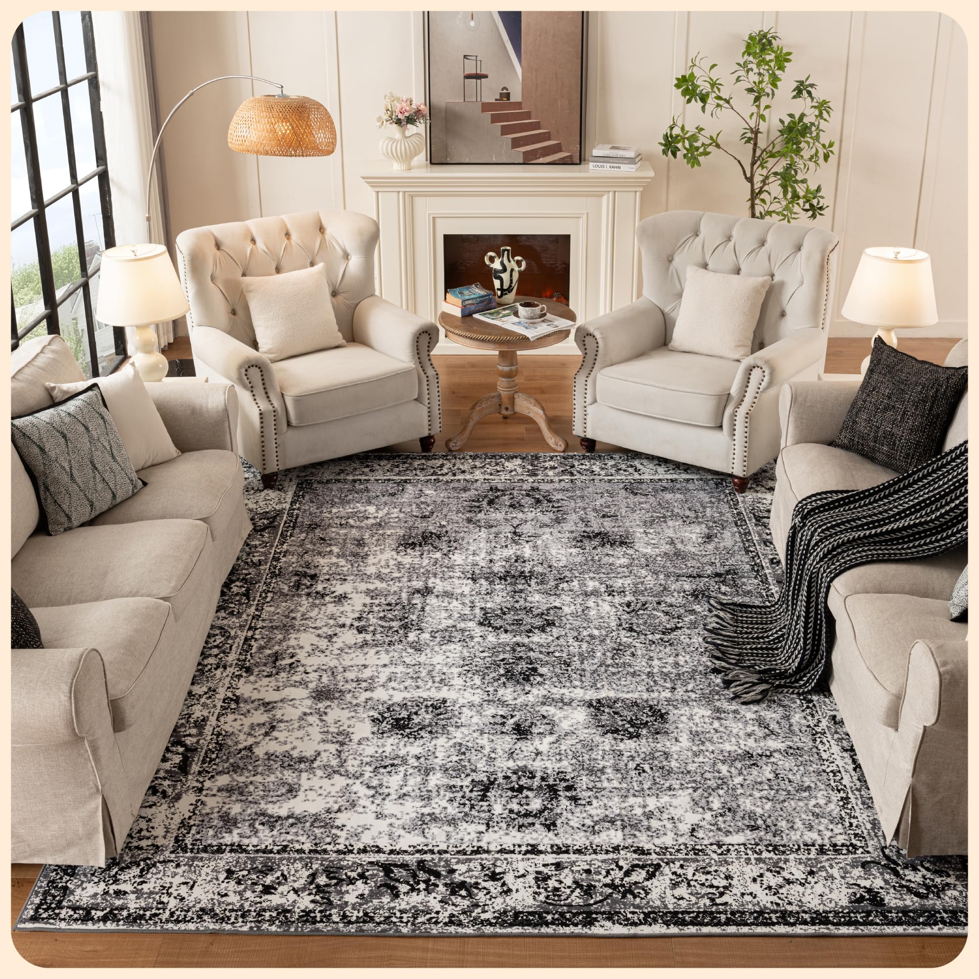 Istana 8x10 Area Rug - Dark Grey 8x10 Rugs for Living Room - Foldable ...