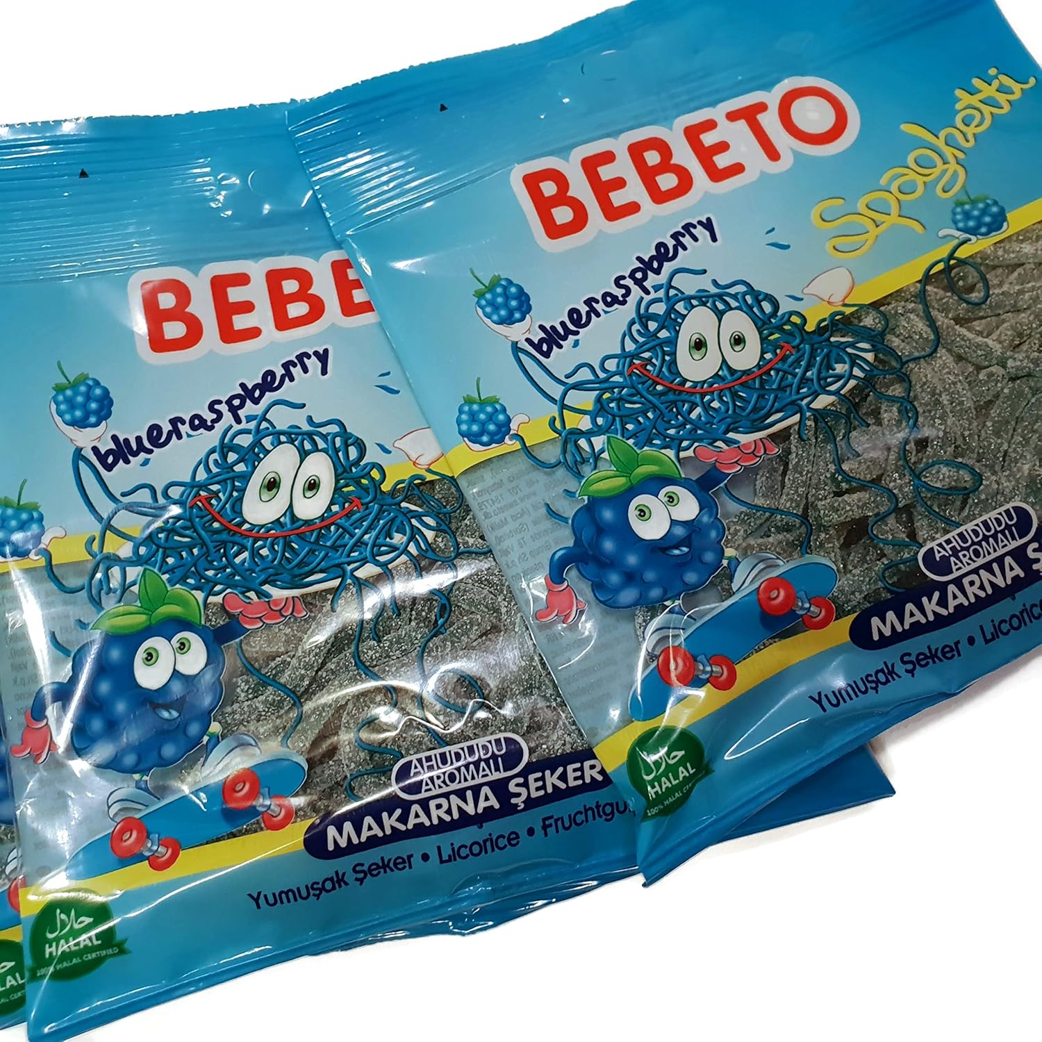 Halal Bebeto Blue Raspberry Spaghetti Jelly Sweets | 3 Packs x 80g ...