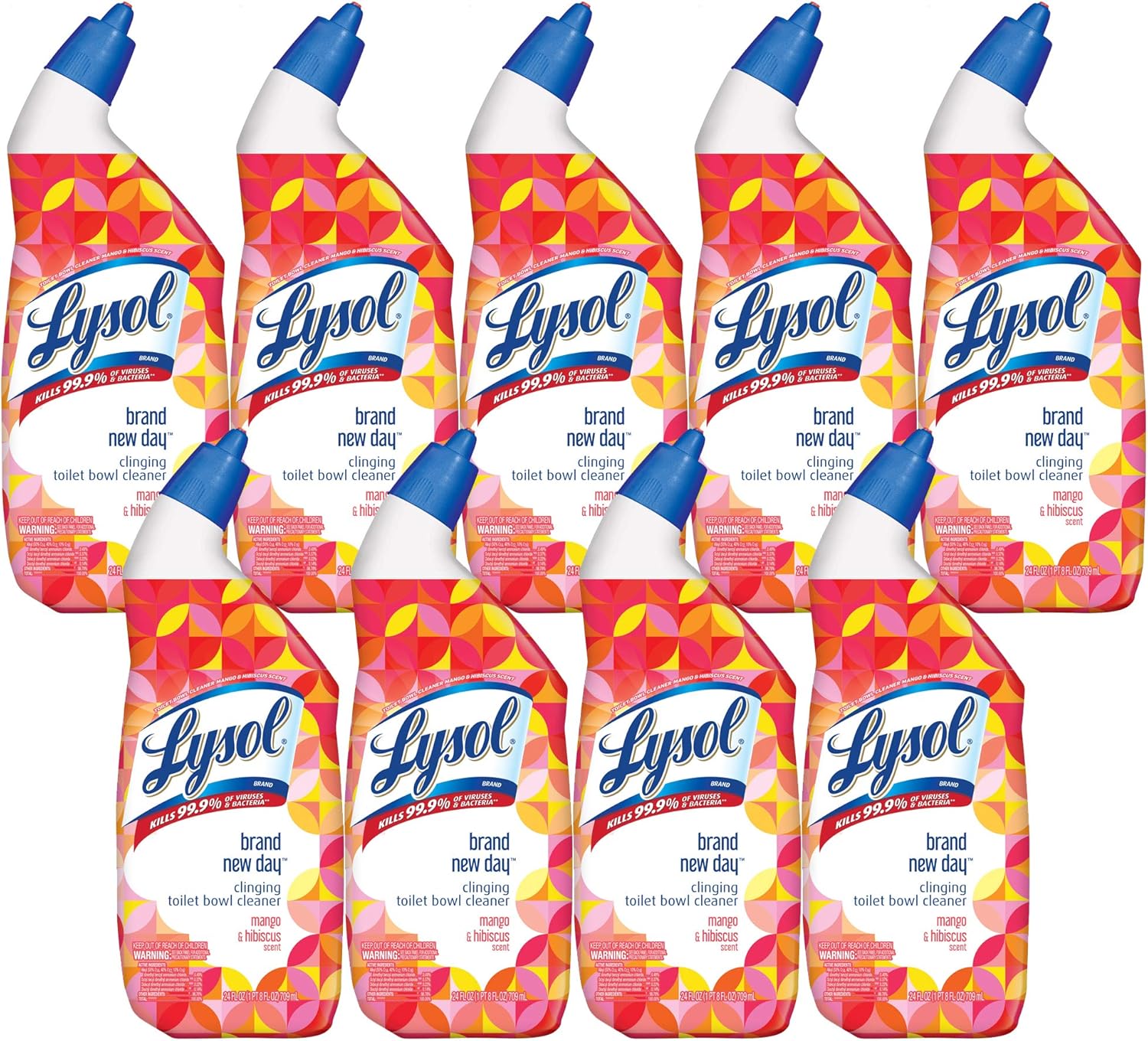 Lysol Toilet Bowl Cleaner, Brand New Day, Mango & Hibiscus, 9 pack (9 x ...