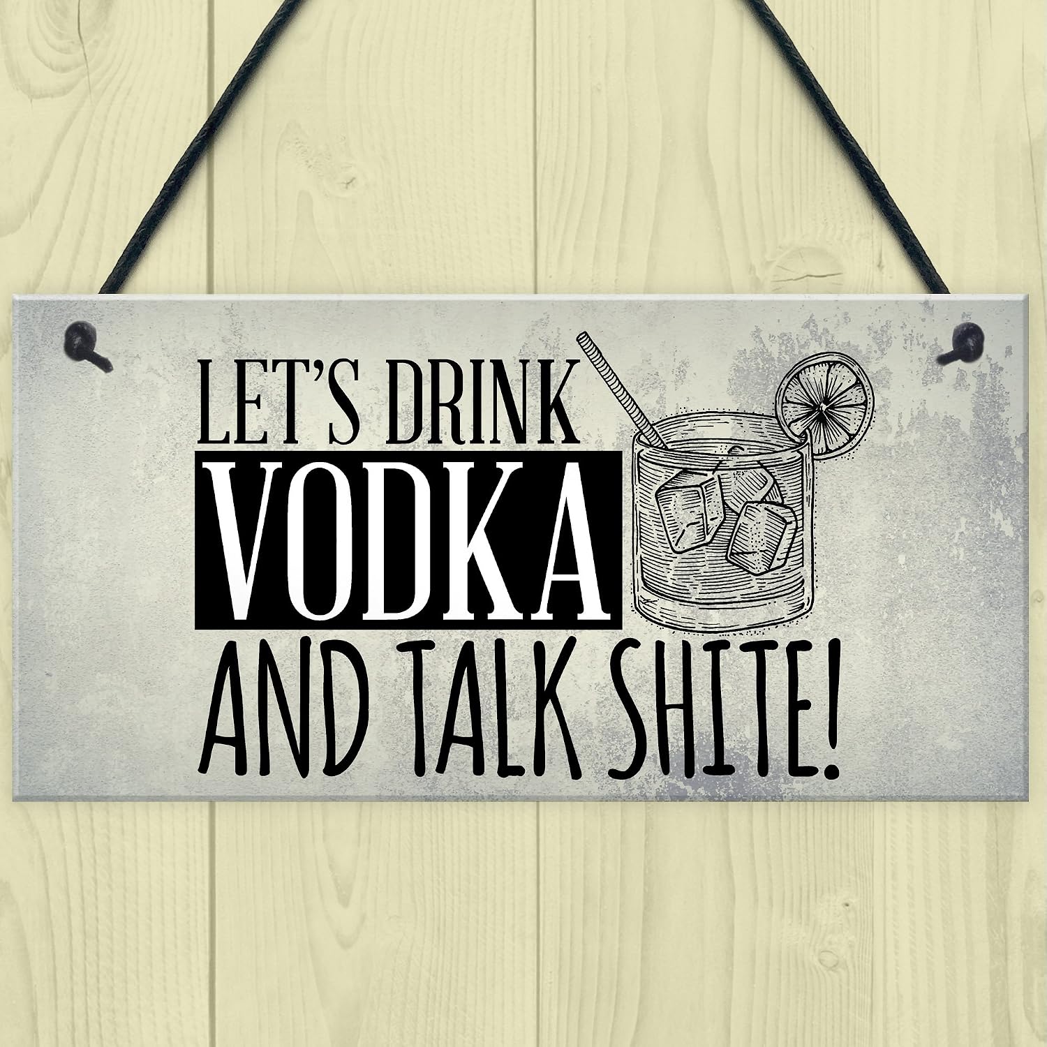 RED OCEAN Lets Drink Vodka Funny Alcohol Gift Man Cave Home Bar Hanging ...