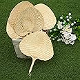 Amazon.com: Marsui 30 Pieces Wedding Raffia Fans Bamboo Natural ...