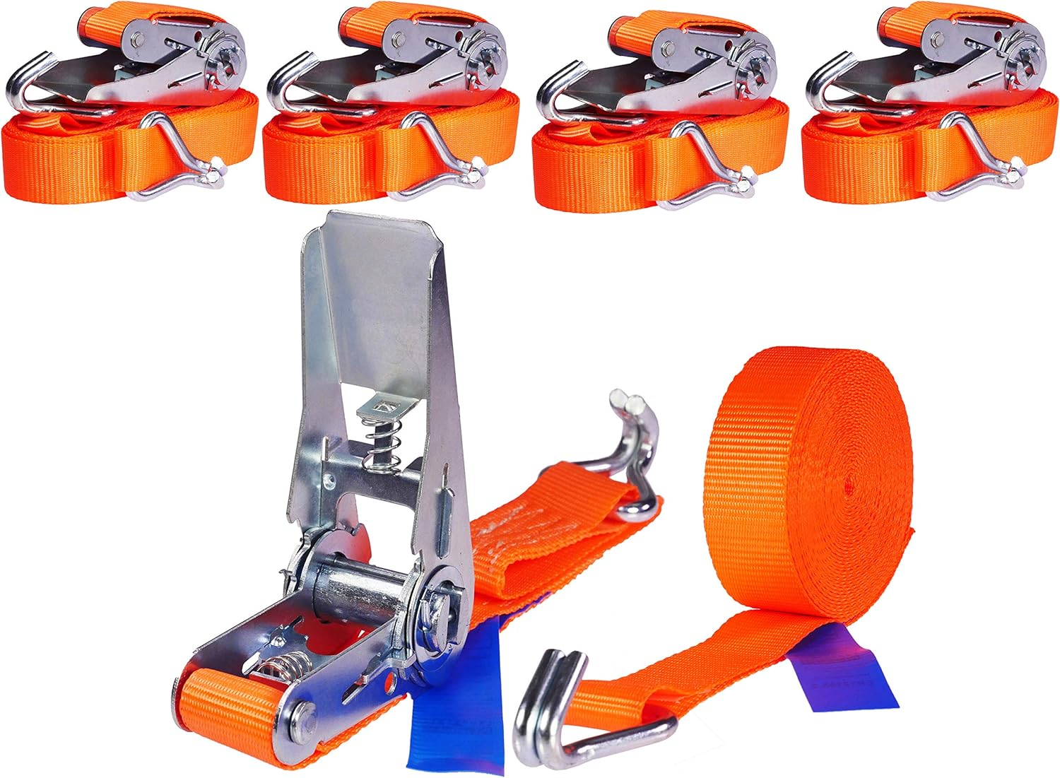 4 x 800 kg 4 m Ratchet tie down lashing straps with hooks Load securing ...