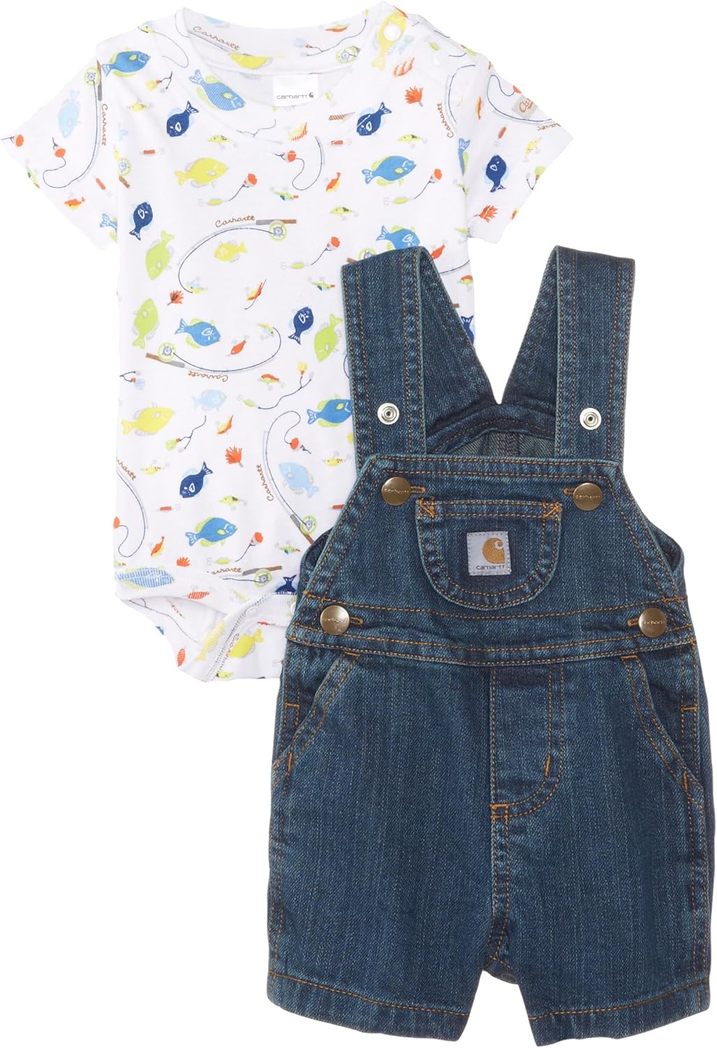 Amazon.com: Carhartt Baby Boys' Denim Shortall Set: Clothing