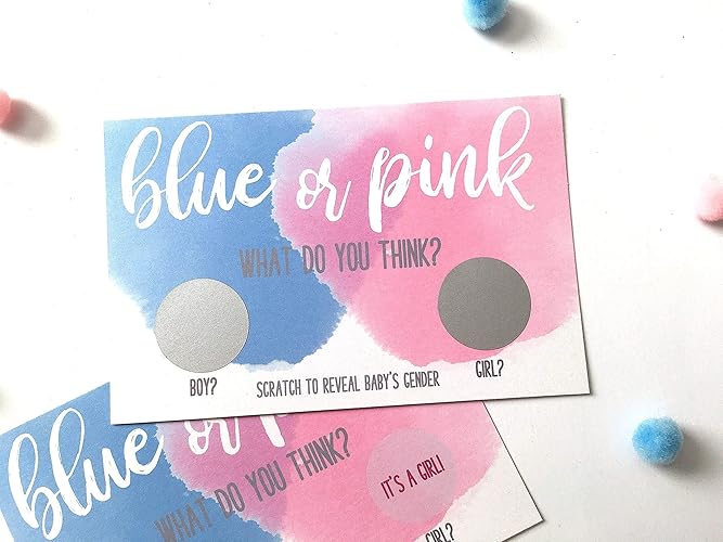 Amazon.com: 10 Girl Gender Reveal Party Scratch Off Cards Blue or Pink ...