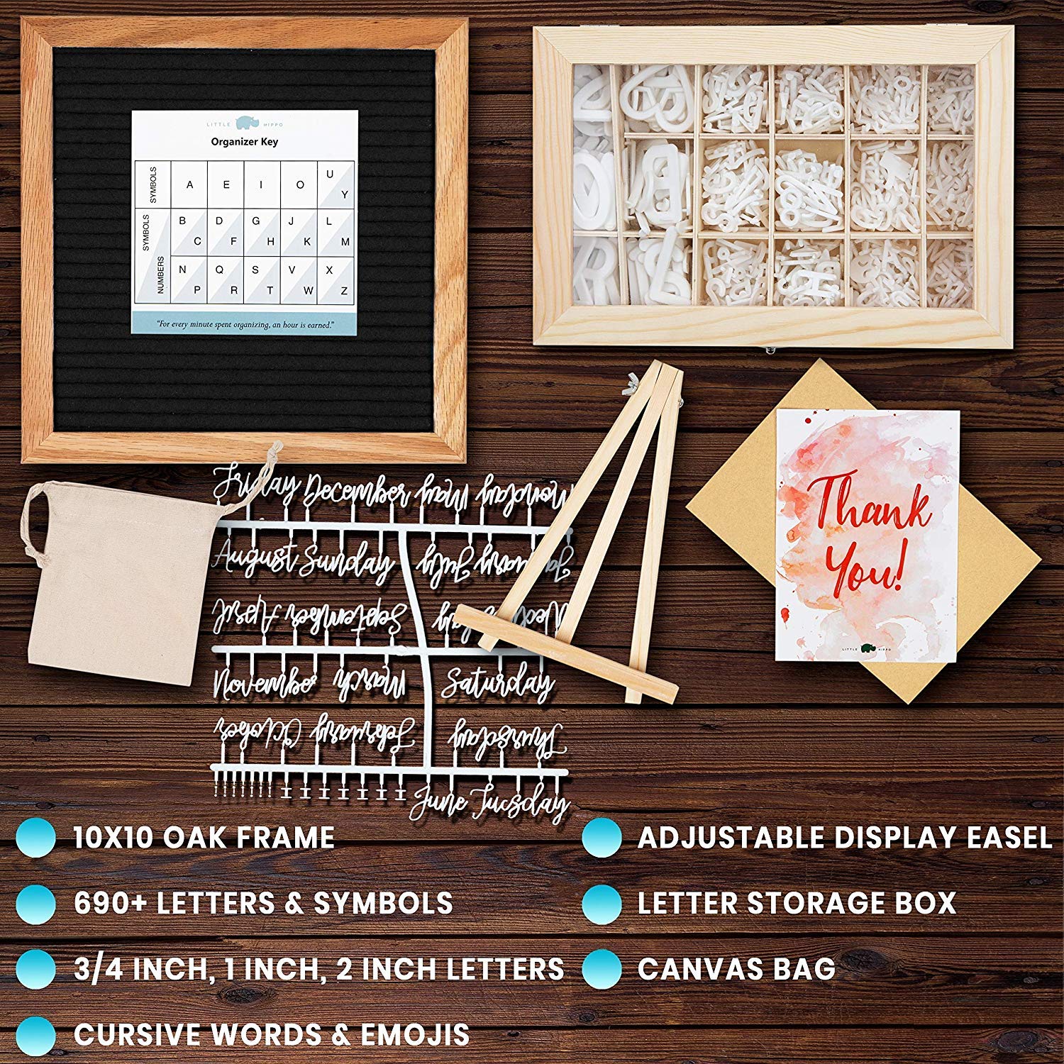 Mua Little Hippo Black Felt Letter Board Sign 10x10 Inch with 690+ PRE ...