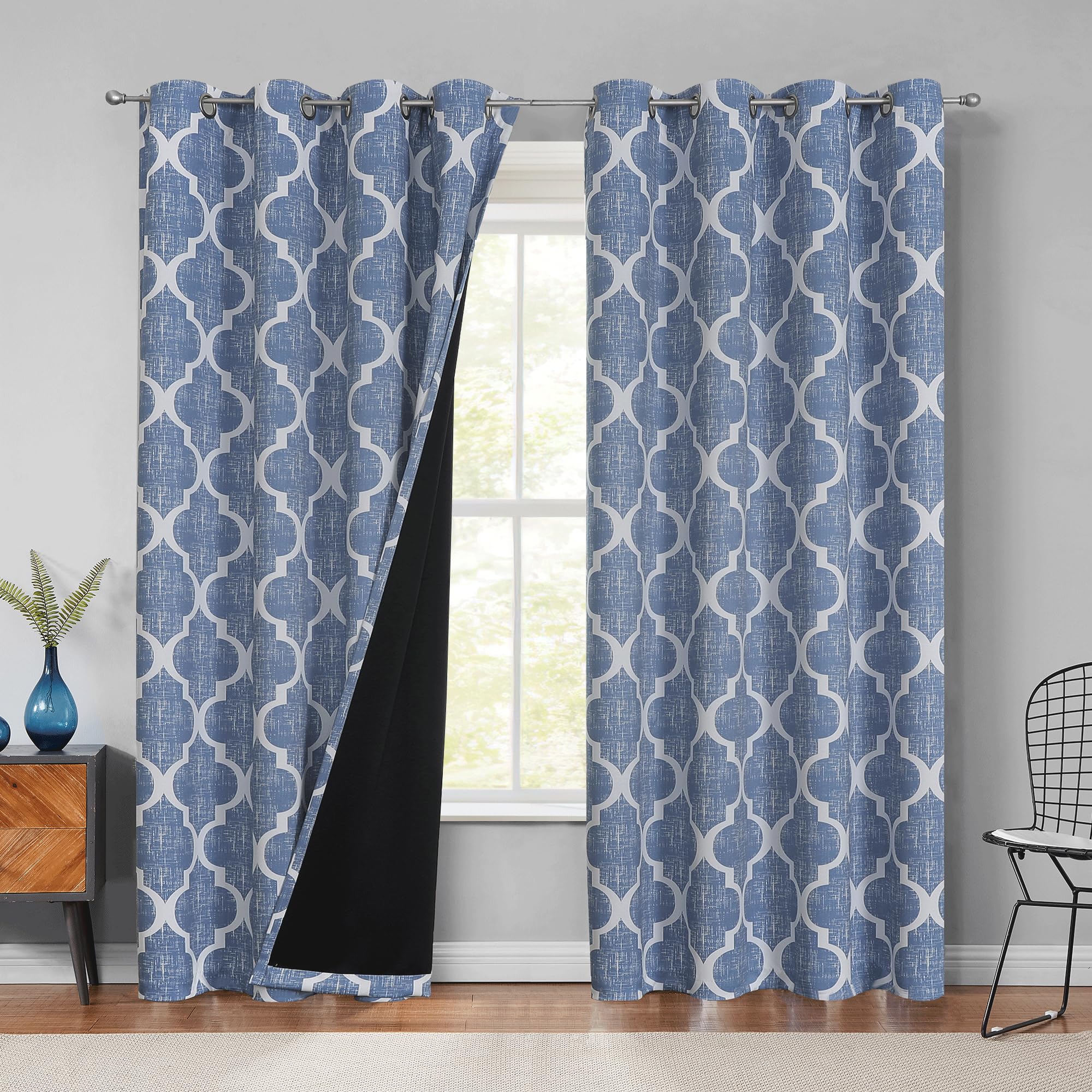 Beauoop 100% Blackout Curtains 108 Inches Long 2 Panels for Bedroom ...