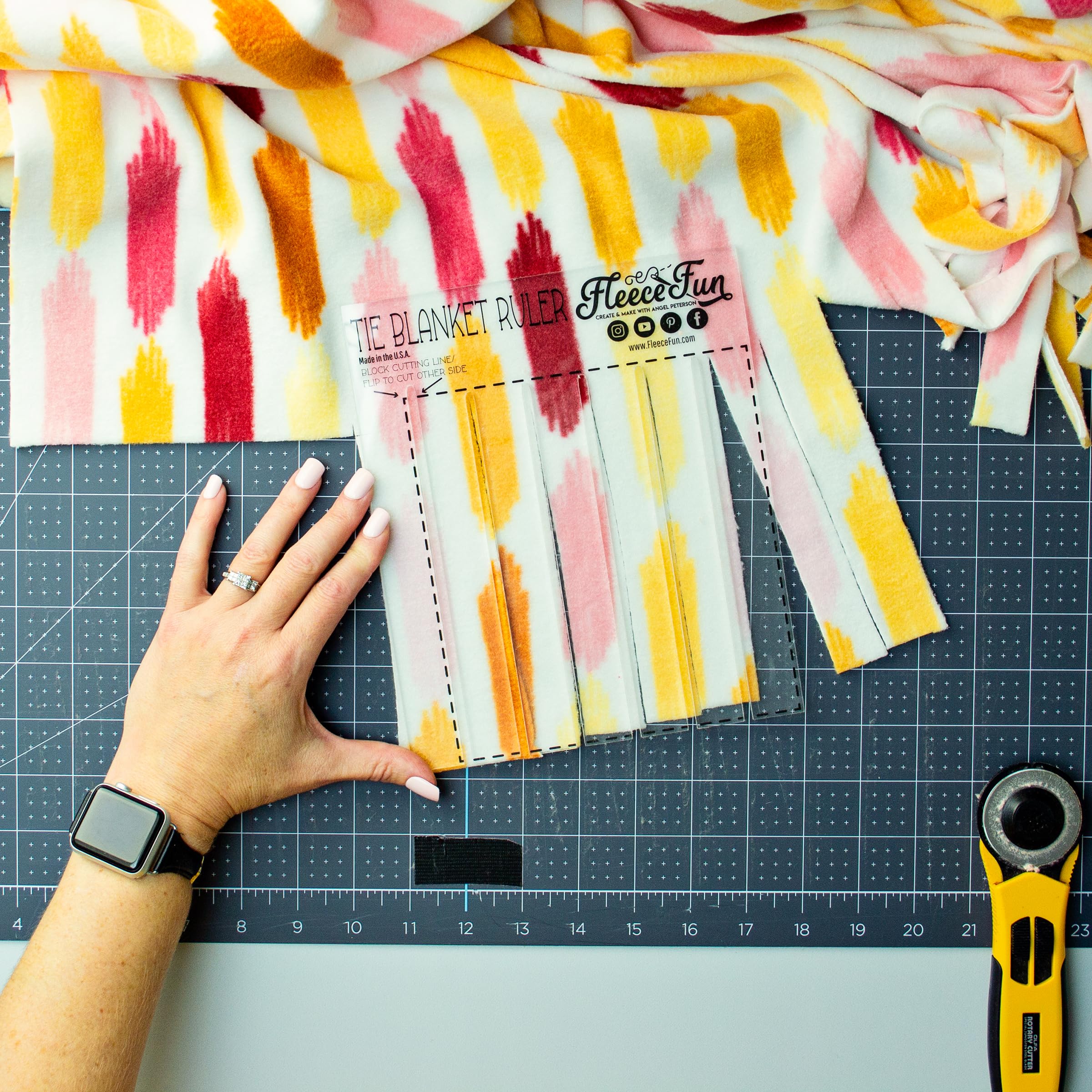 Fleece Tie Blanket Ruler Template For DIY No Sew Blankets And Blanket ...