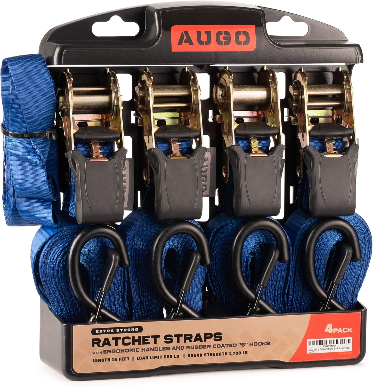 Amazon.com: AUGO Extra Strong Ratchet Straps & Soft Loops – Pack of [4] 1” by 15’ Ratchet Straps ...