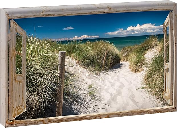 Fensterblick - Weg durch die Dünen 2 | Querformat | Panoramabild im XXL Format | Kunstdruck auf ...