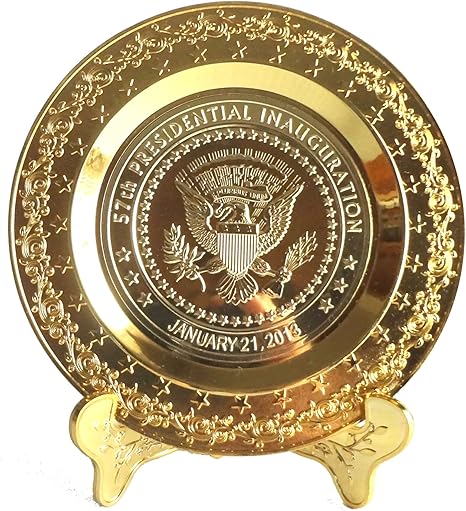 Amazon.com: Barack Obama Metal Presidential Inauguration Plate 5" (Gold ...
