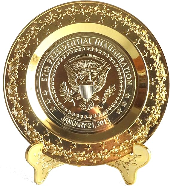 Amazon.com: Barack Obama Metal Presidential Inauguration Plate 5" (Gold ...
