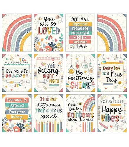 Carson Dellosa We Belong 12 Boho Rainbow Classroom Poster Set, Boho ...