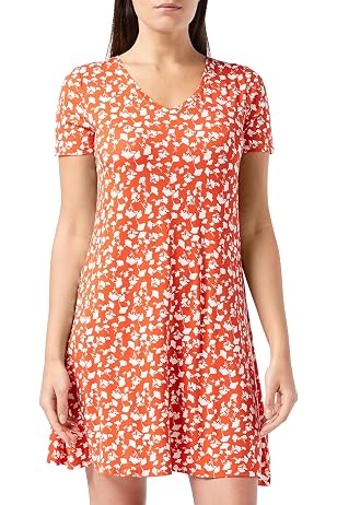 Women's Standard Short-Sleeve V-Neck Swing Dress
