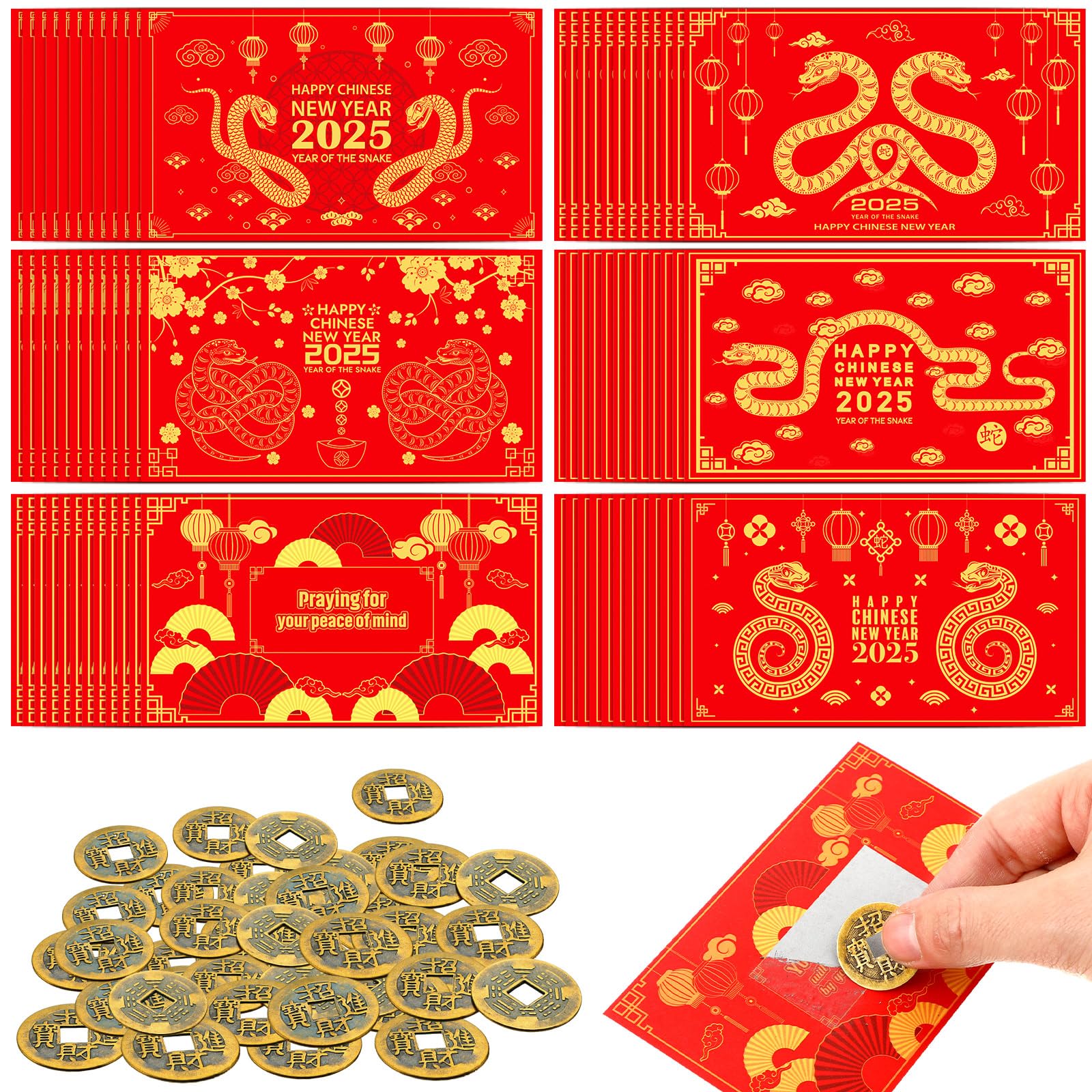 VioraWhite 100 Pcs Chinese New Year Scratch Off Cards 2025 Year of The ...