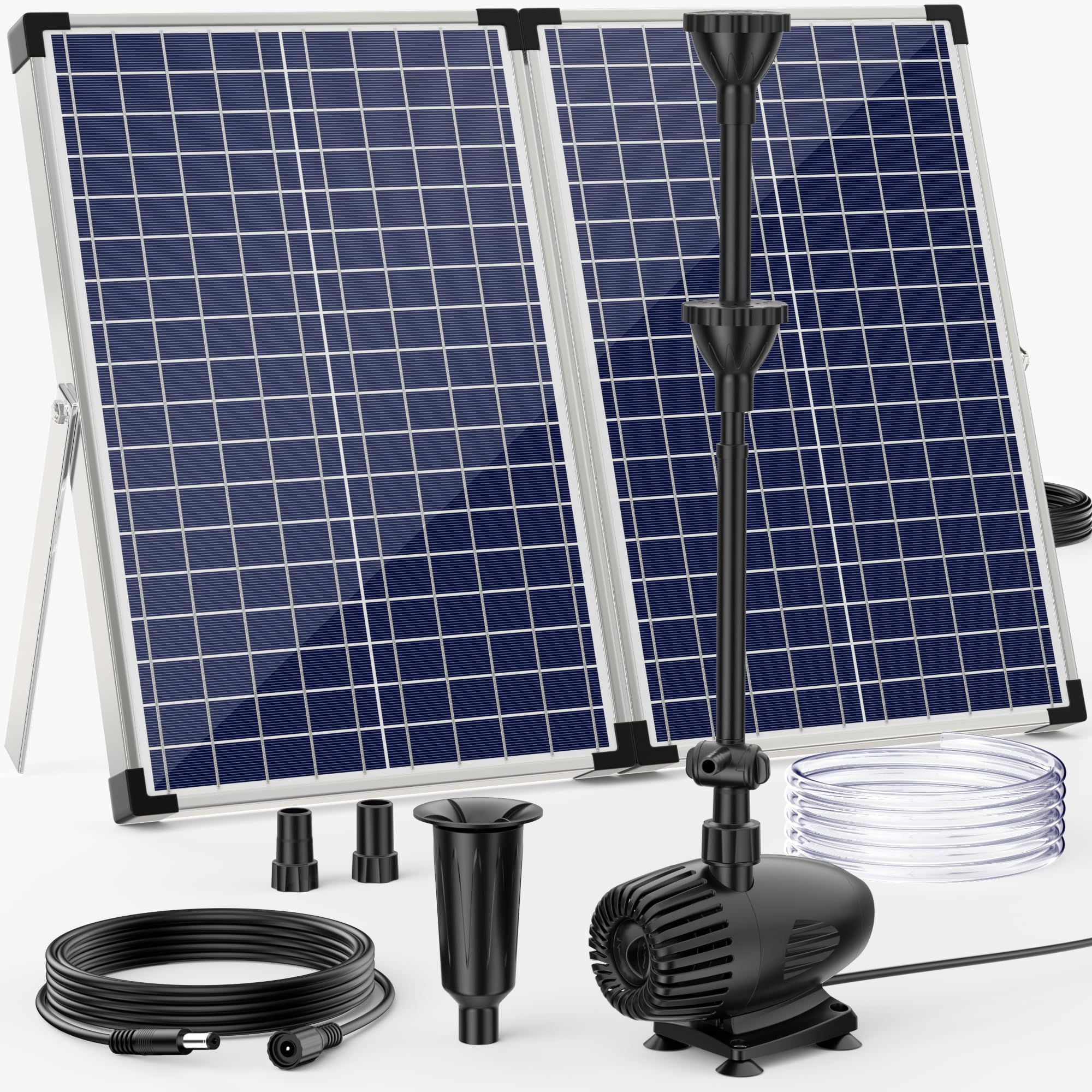 POPOSOAP 70W Solar Pond Pump,Solar Fountain Pump 580GPH Adjustable Flow ...