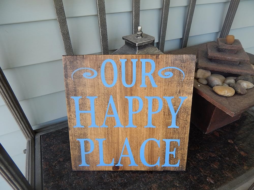 Amazon.com: Our Happy place wood sign, Indoor outdoor porch and patio ...