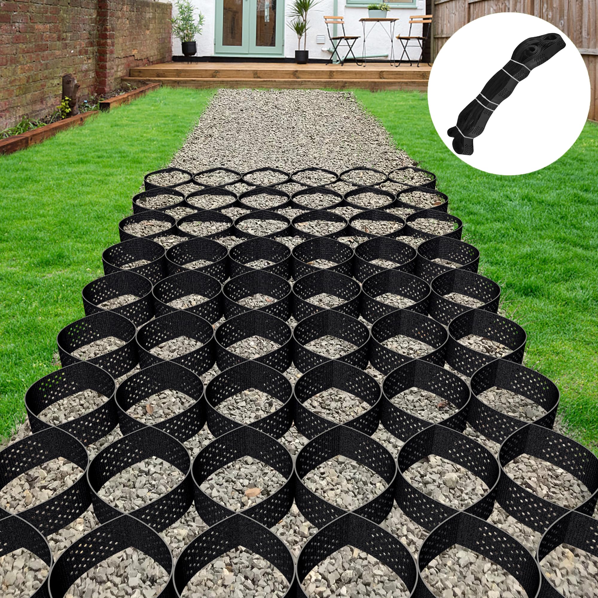 4" Thick Groud Grid Geo Grid for Gravel 9ft x 17ft, Geocell for ...