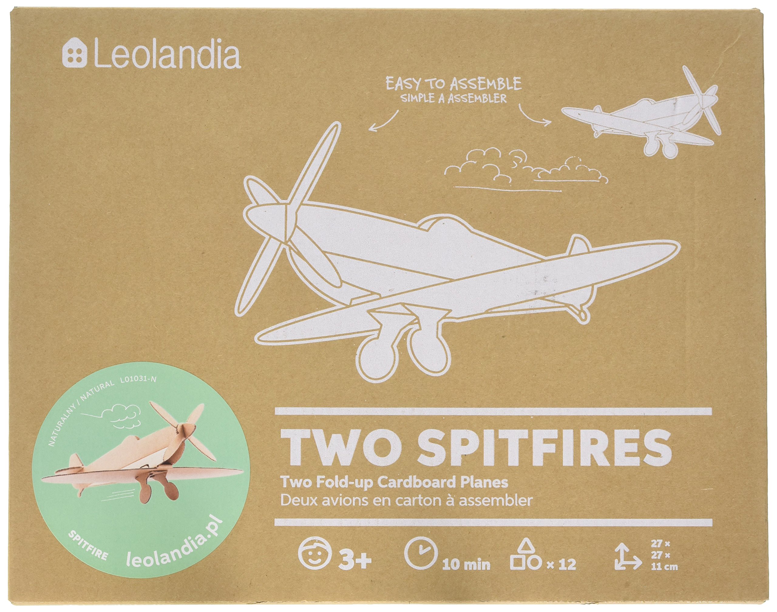 Leolandia Two Spitfires Creative DIY Cardboard Airplane Model, Natural ...