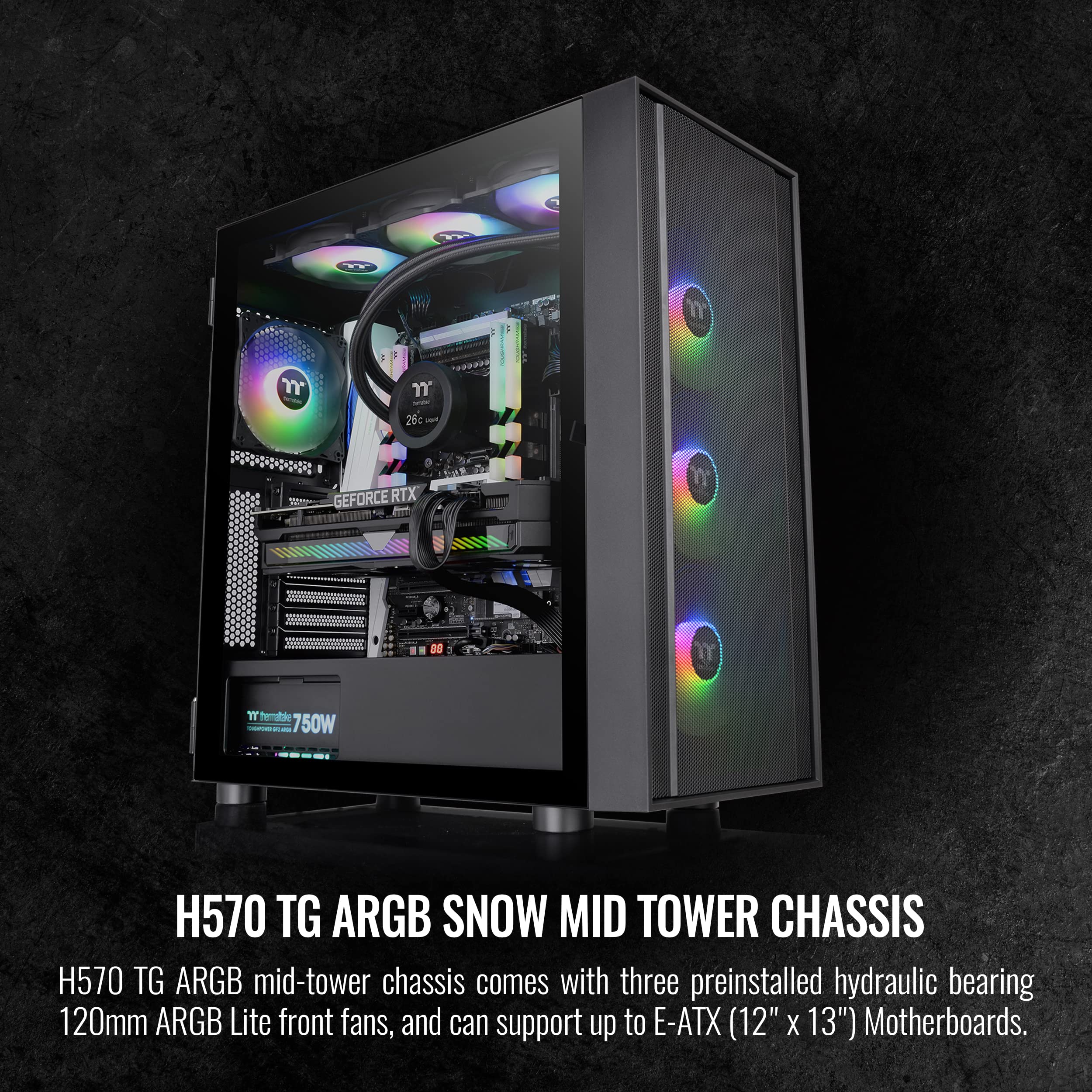 Mua Thermaltake H570 TG ARGB Black ATX Tempered Glass Mid Tower ...