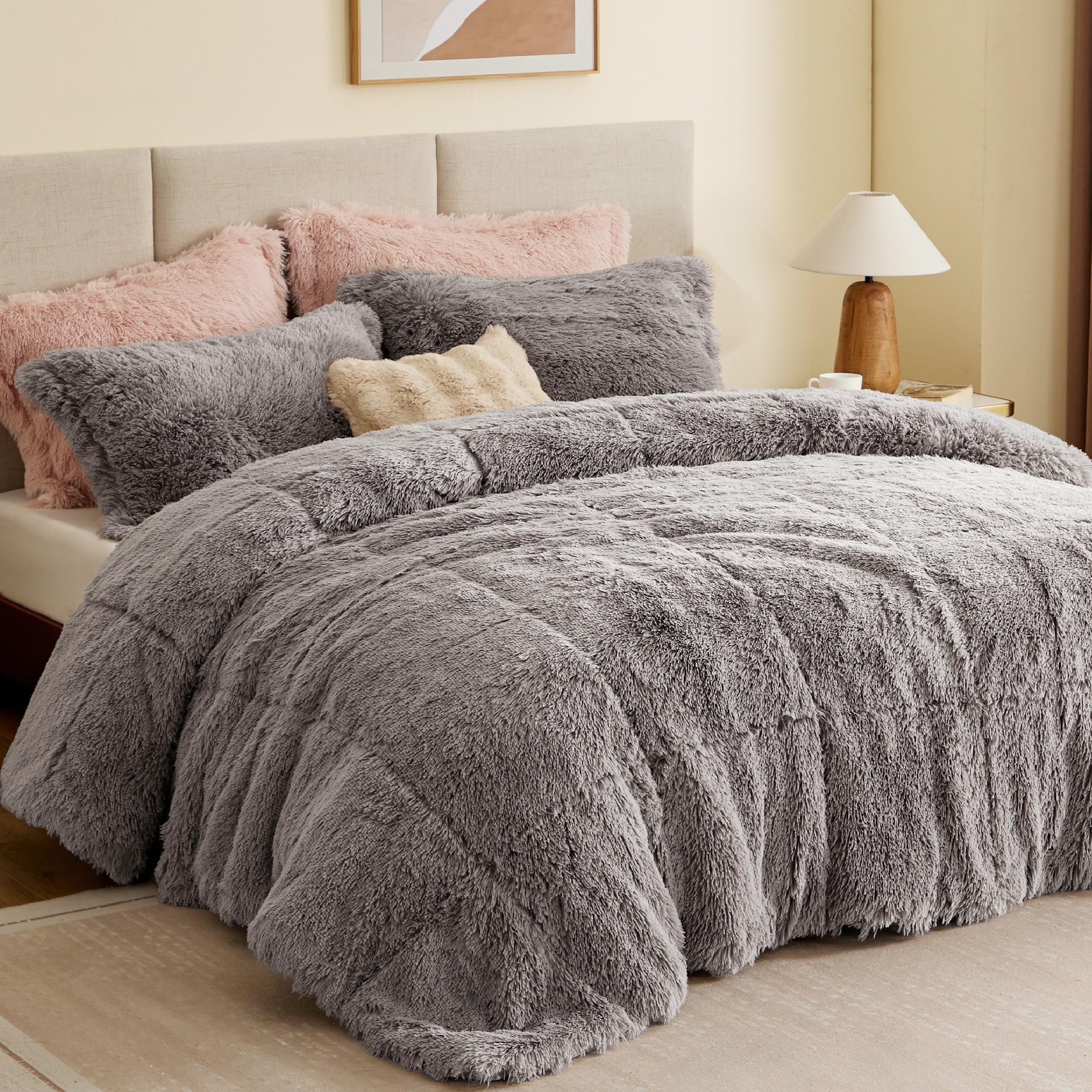 Intelligent Design Malea Shaggy Comforter Set, Long Faux Fur Cozy Down ...