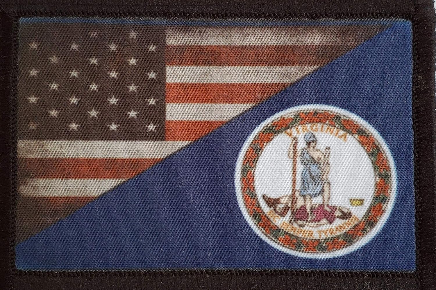 Amazon.com: Virginia State Flag USA Flag Morale Patch Tactical Military ...