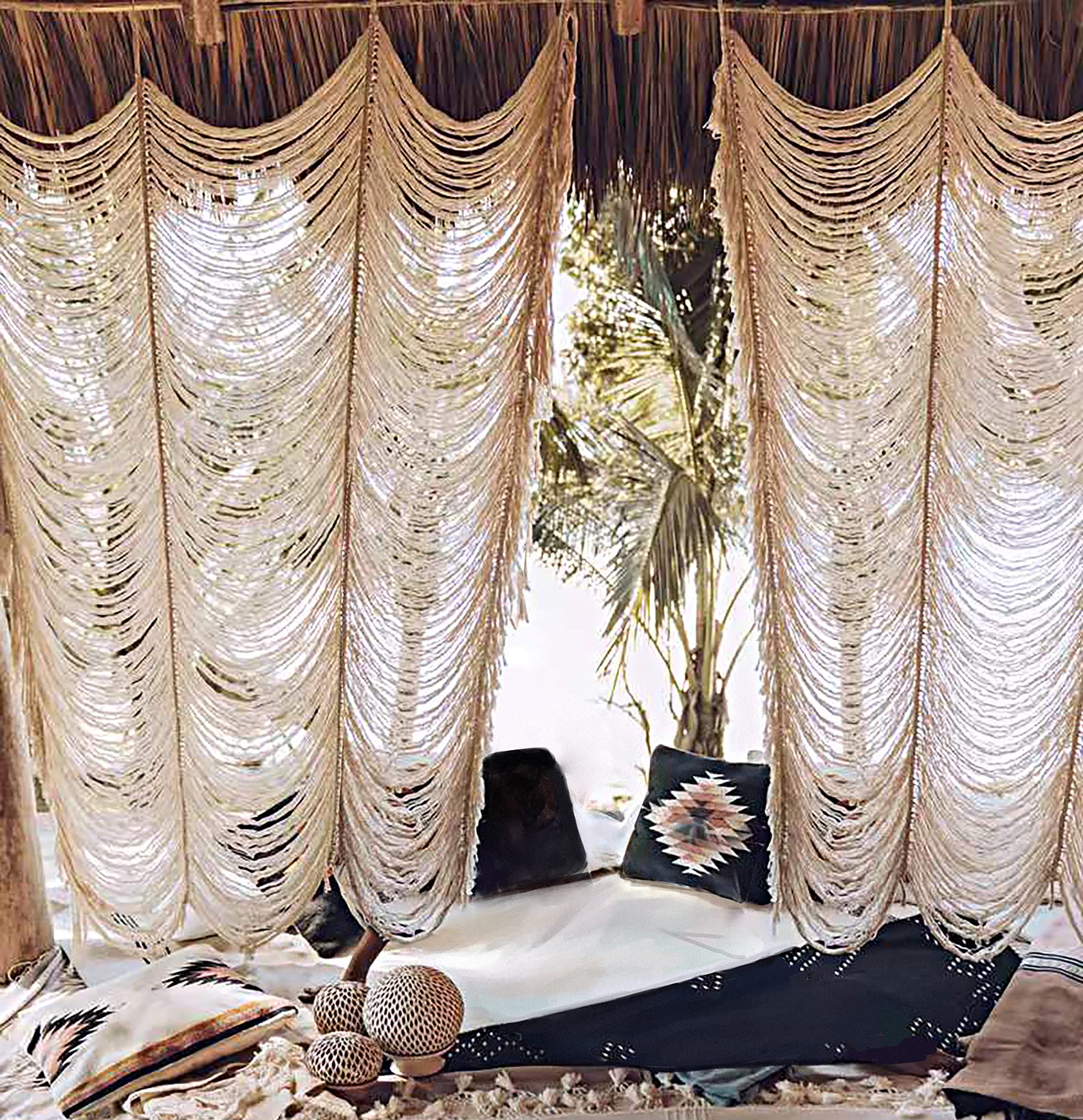 Macrame Curtain Boho Curtain Doorway Window Wall Decor Fiber Yarn Art ...