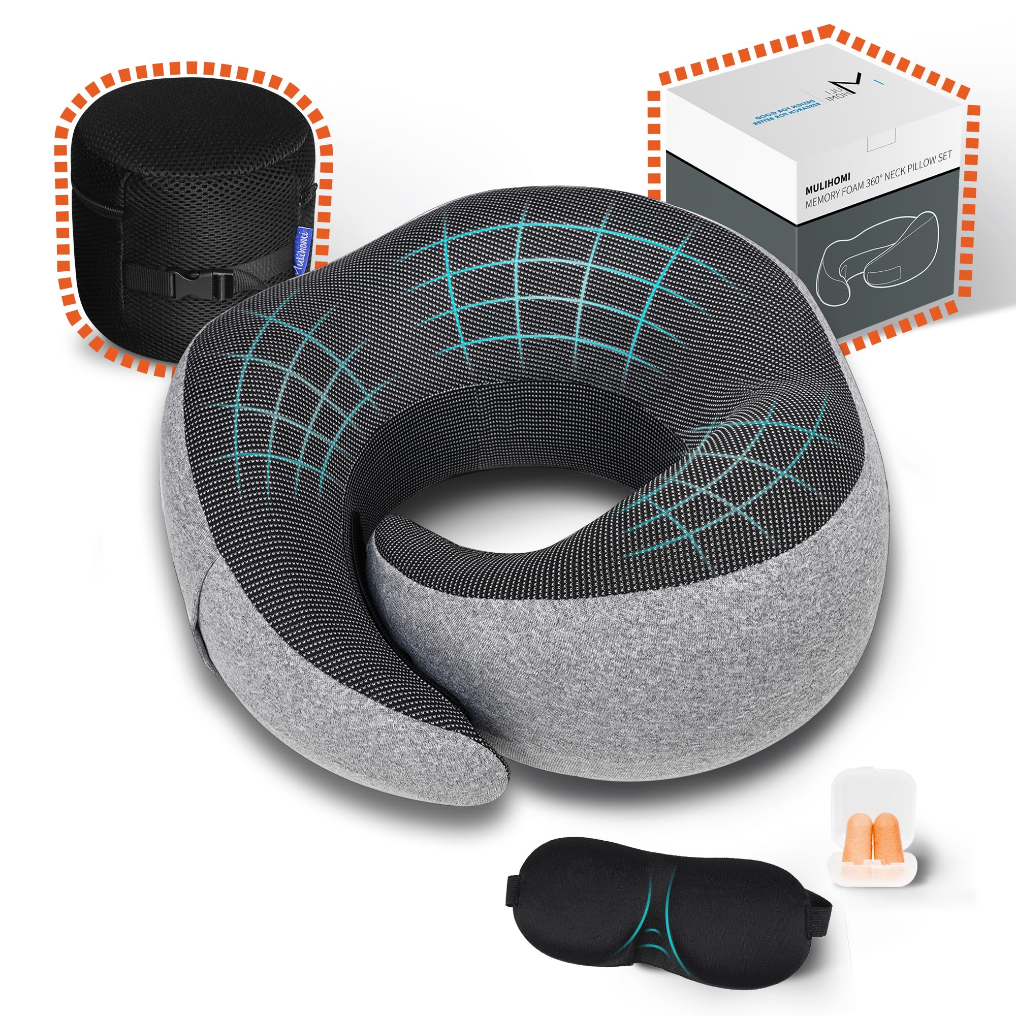 MULIHOMI New Packaging Updated Travel Pillow for Airplane with 100% ...