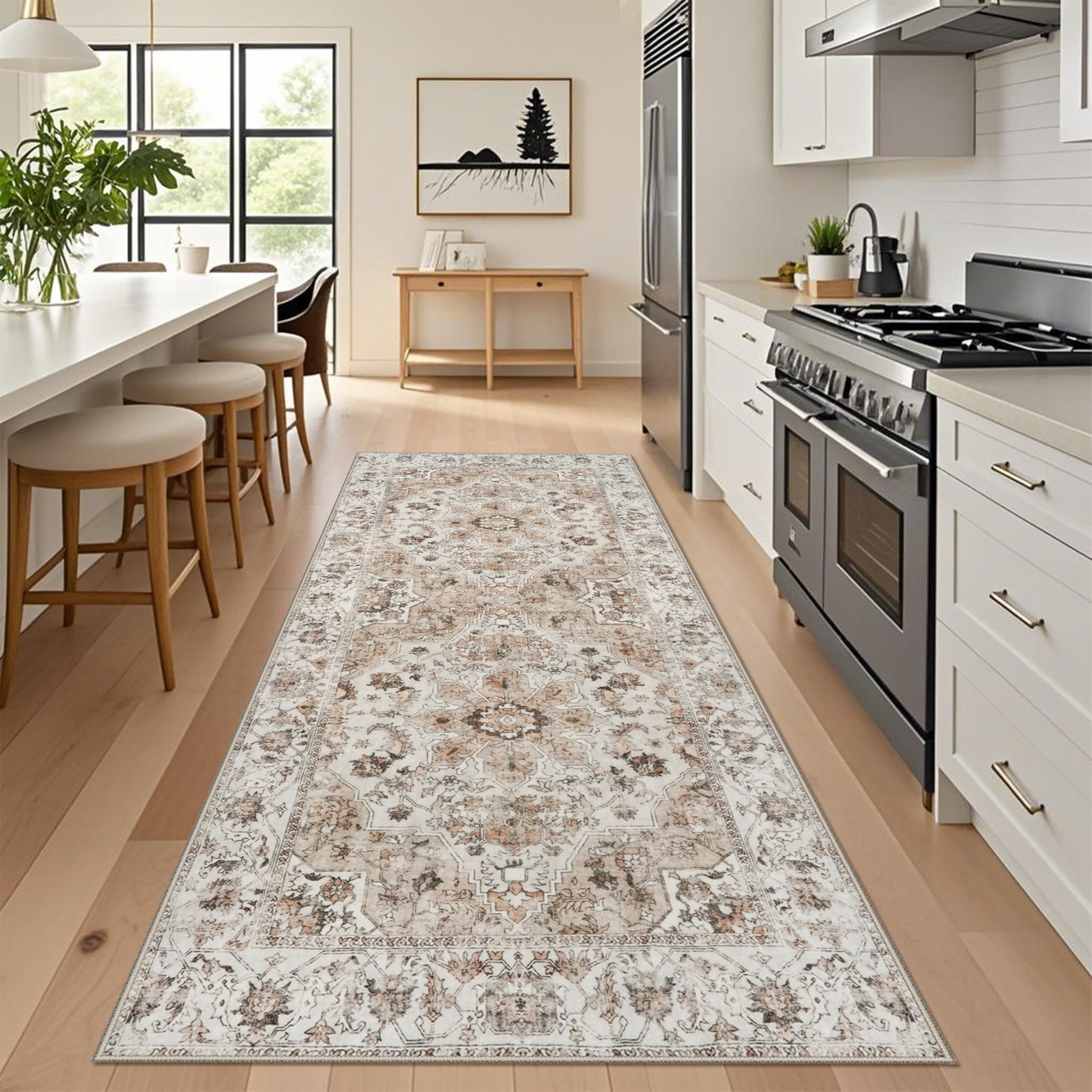 Washable Hallway Runner Rug 4x8: Non Slip Runner Rugs with Rubber ...
