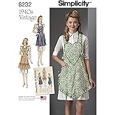 Amazon.com: Simplicity 8252 1950's Vintage Redingote and Party Dress ...