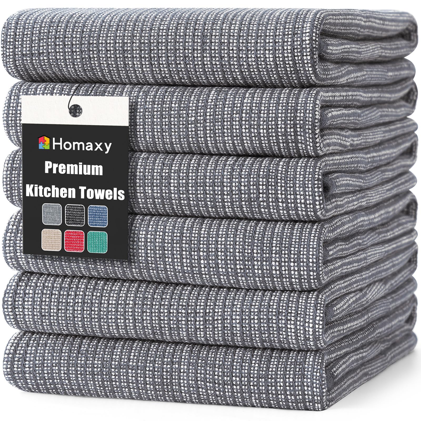 Homaxy Premium Kitchen Towels(18”x 28”, 6 Pack), Large Cotton Kitchen ...