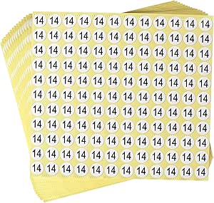 Amazon.com : dealzEpic - Number Stickers - Number 14 Round Self ...