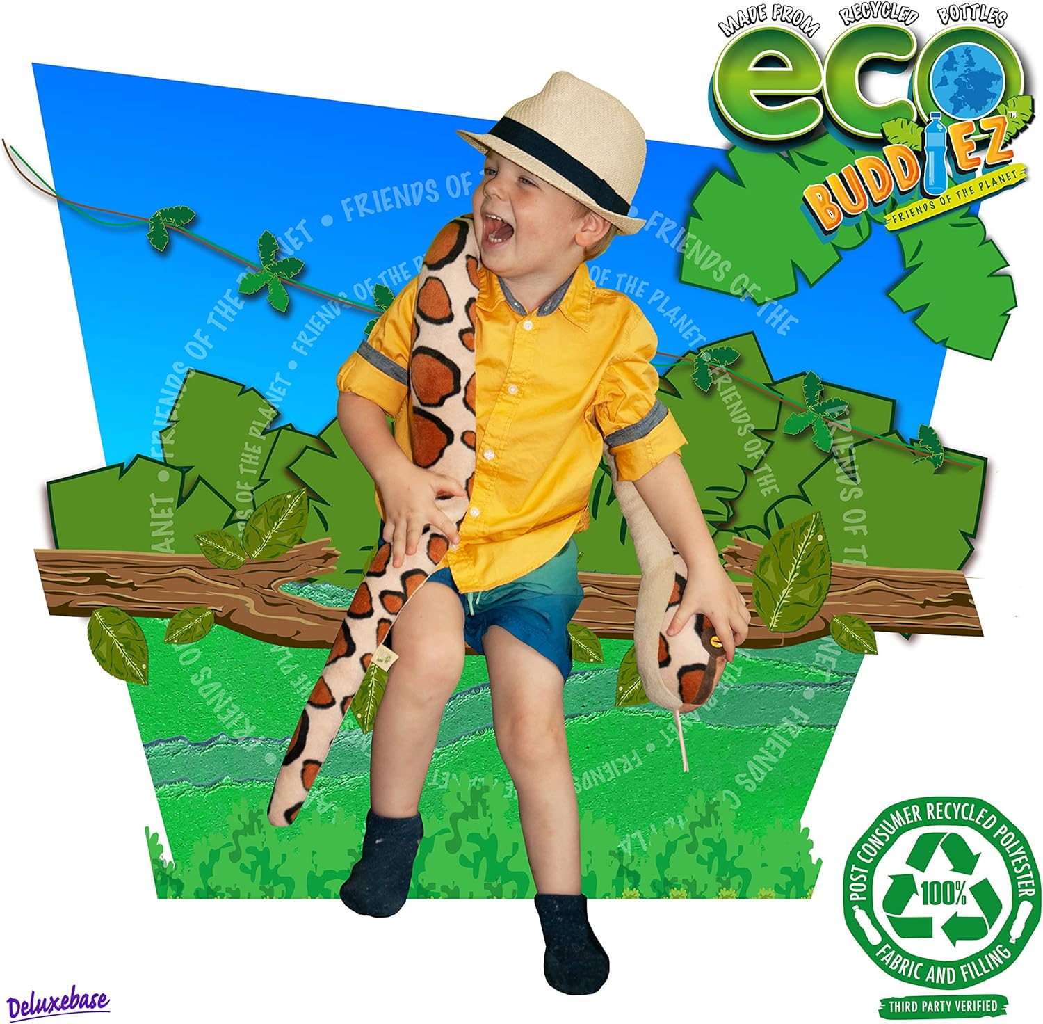 EcoBuddiez Sssnakes – Blue Rock Rattle from Deluxebase. 140cm Soft Toy ...