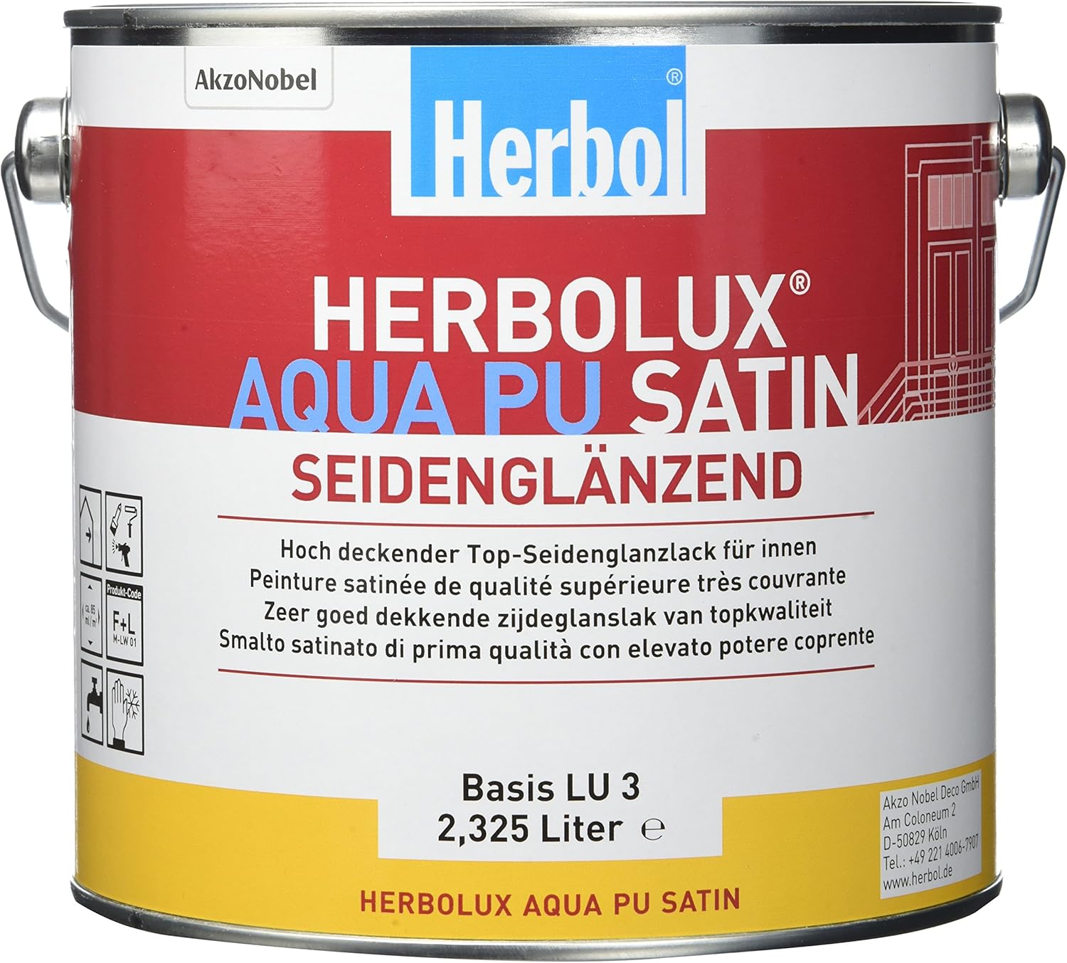 Herbol Herbolux Aqua PU Satin Basis 2,325 ltr. 2,500 L: Amazon.de: Baumarkt