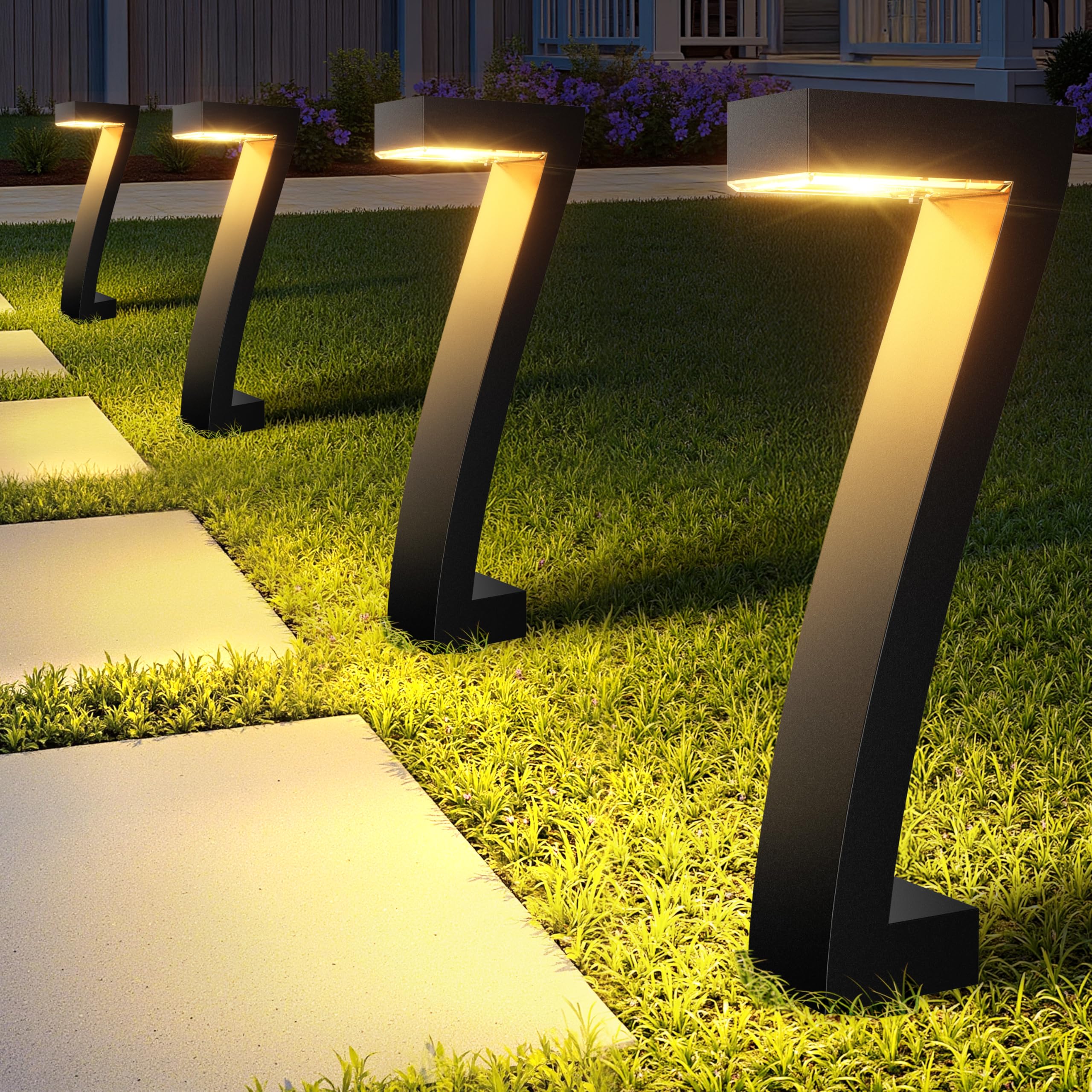 WdtPro Solar Lights Outdoor Pathway Lights, 6 Pack Upgraded Bright LED ...