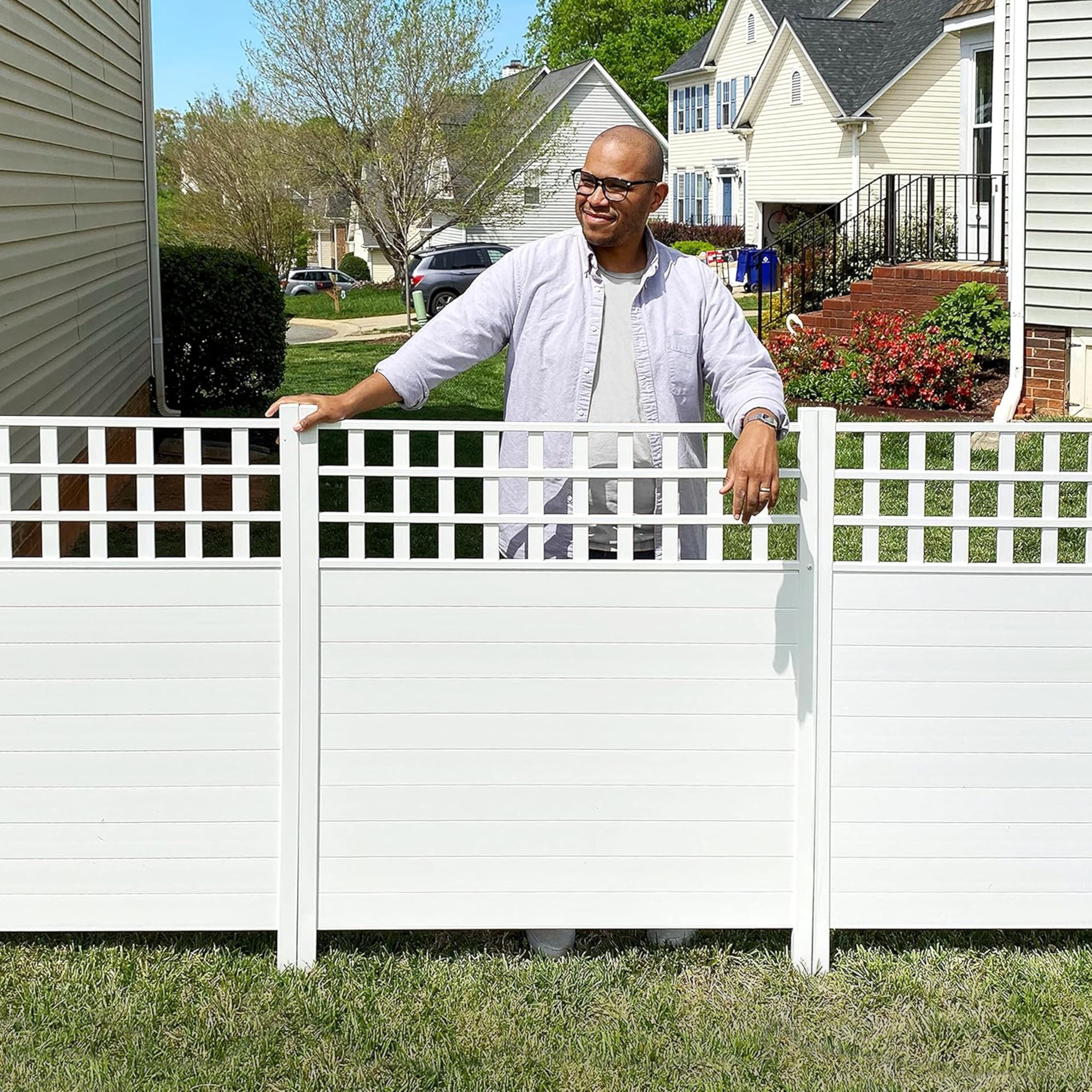 44in H x 42in W (2 Panels) No Dig Zippity Keswick Privacy Fence and Screen Kit, White Vinyl ...