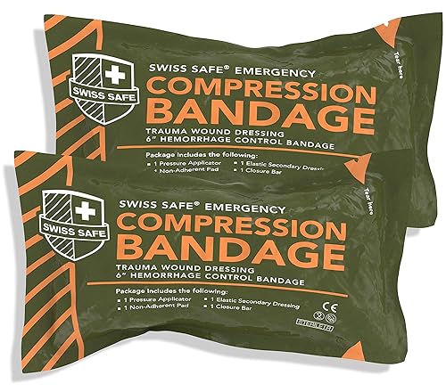 Swiss Safe 6 Inch 2 Pack Israeli Bandages Trauma Kit - Sterile Elastic ...