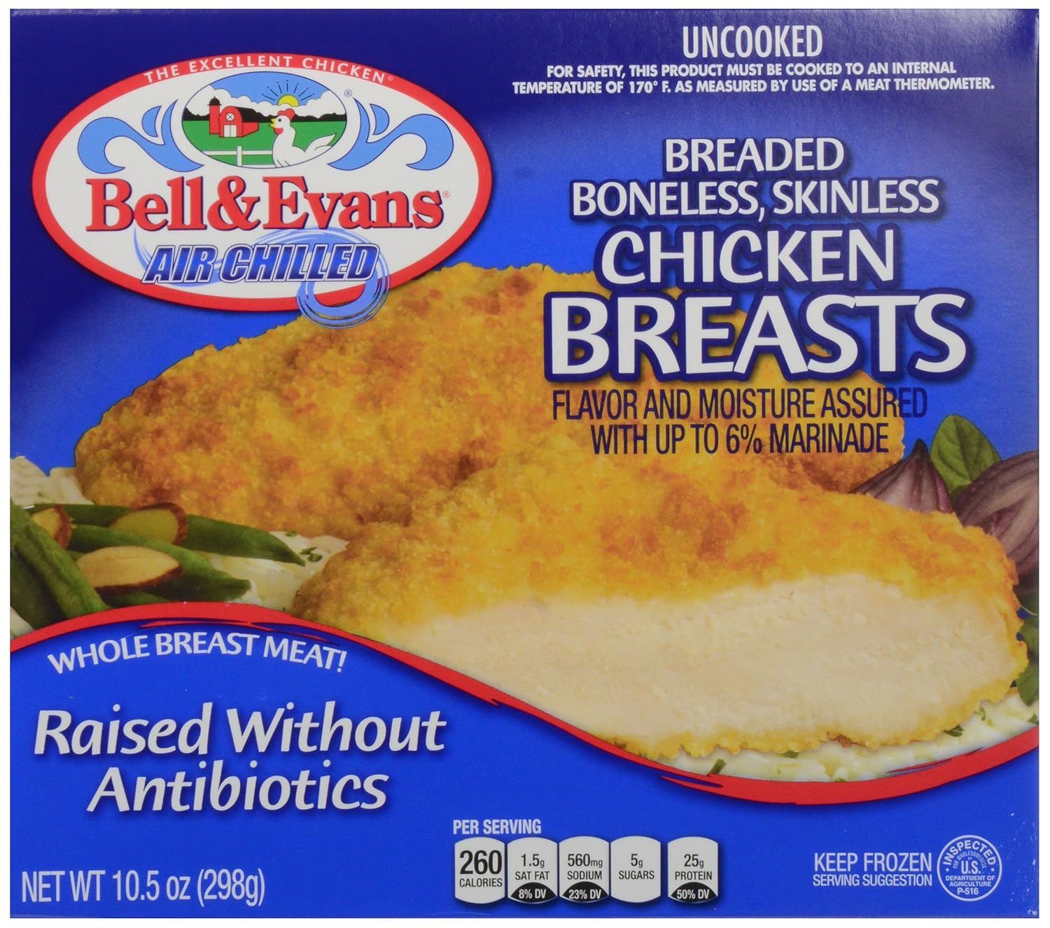 Bell & Evans, Frozen Breaded Boneless Chicken Breast (Raised without ...