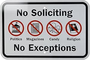 SmartSign Security Sign, Legend "No Soliciting No Exceptions" with ...