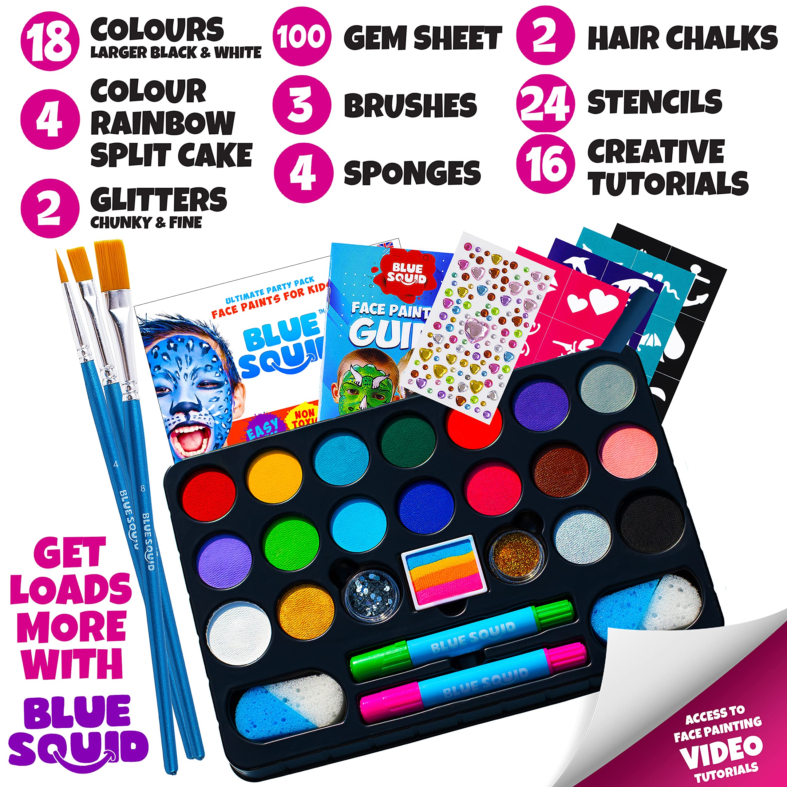 Mua Blue Squid Face Painting Kit for Kids – 22 Colors 160pc Ultimate ...