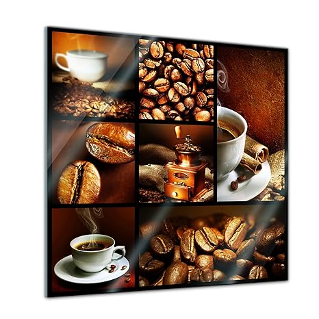 Glasbild - Kaffee Collage II - 30x30 - Deko Glas - Wandbild aus Glas ...