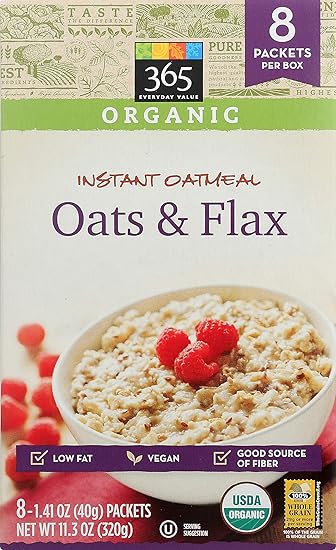Amazon.com: 365 Everyday Value, Organic Instant Oatmeal, Oats & Flax ...