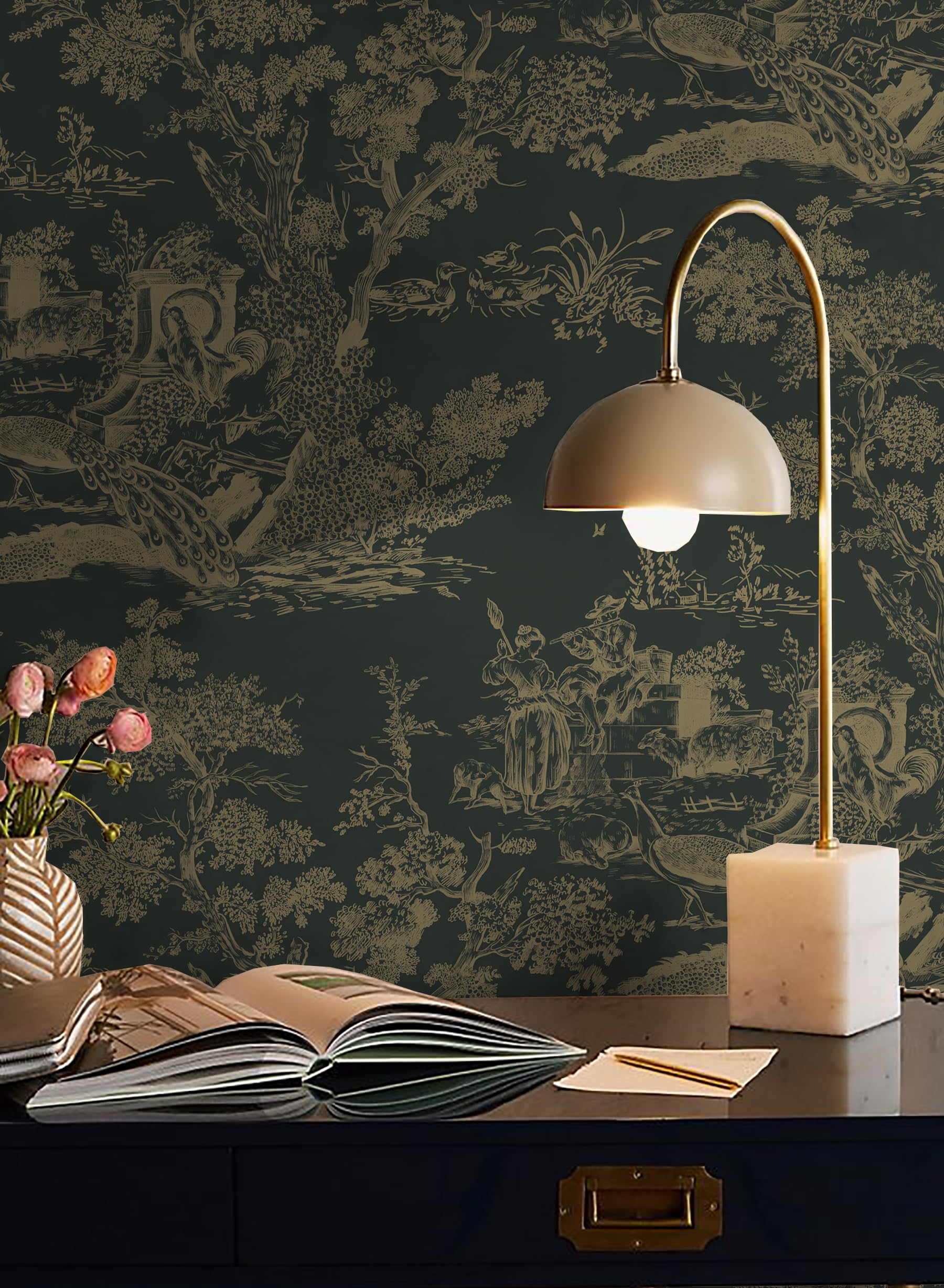 CiCiwind 393.7"×16" Vintage Wallpaper Peel and Stick Wallpaper Toile ...