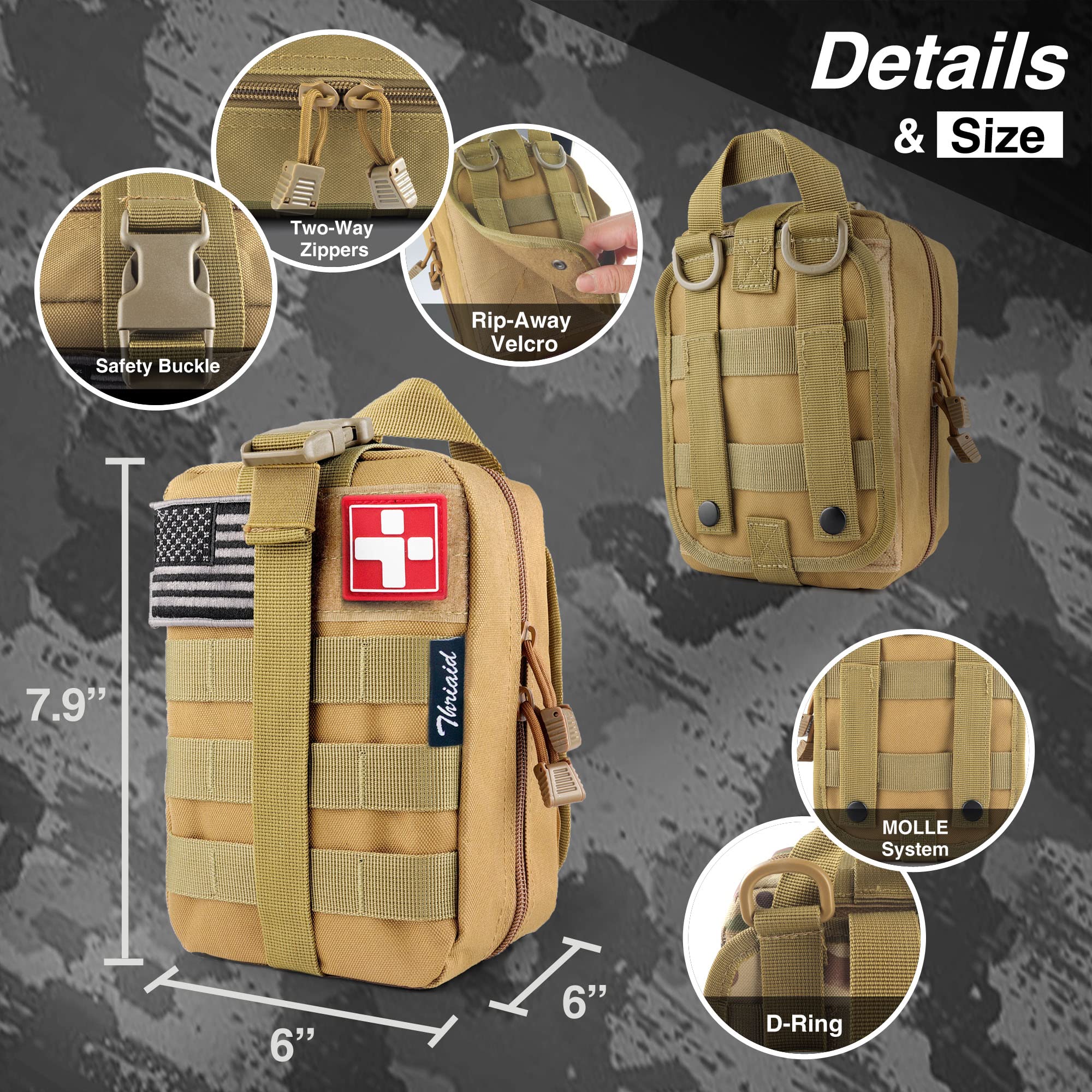 Mua Survival First Aid Kit with Tourniquet, 6" Israeli Bandage, Splint ...