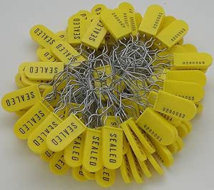 Plastic Wire Padlock Security Seals Sequentially Numbered Yellow (Pack ...