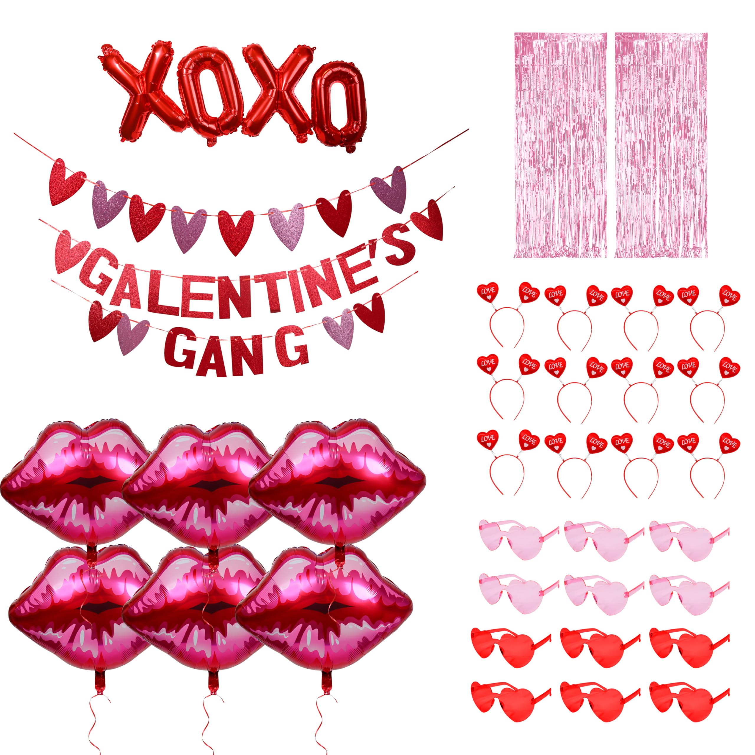 Galentines Day Party Decorations, Galentine’s Gang Banner, 6 Kiss Lip ...
