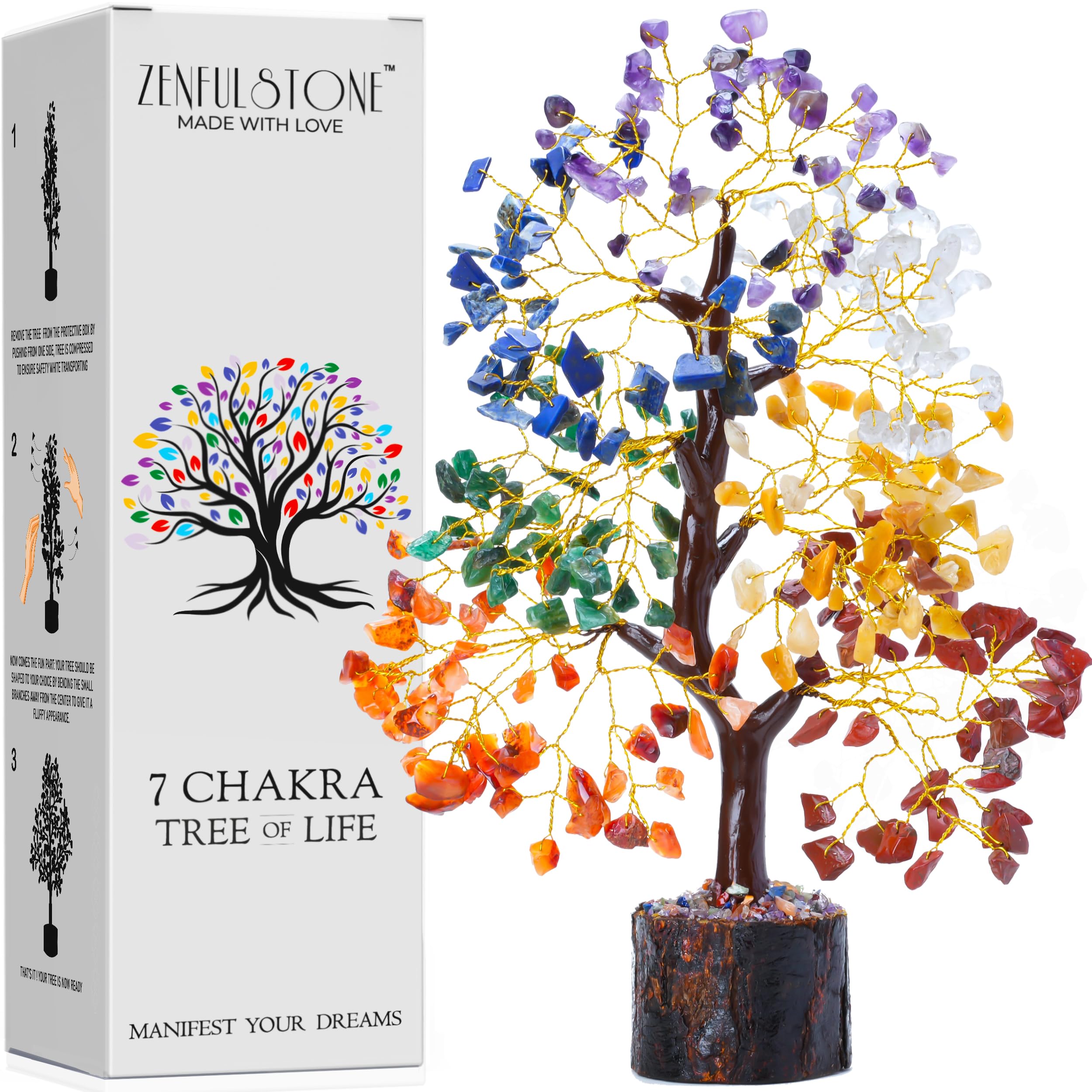Zenfulstone 7 Chakra Tree of Life | Crystal Tree for Positive Energy ...
