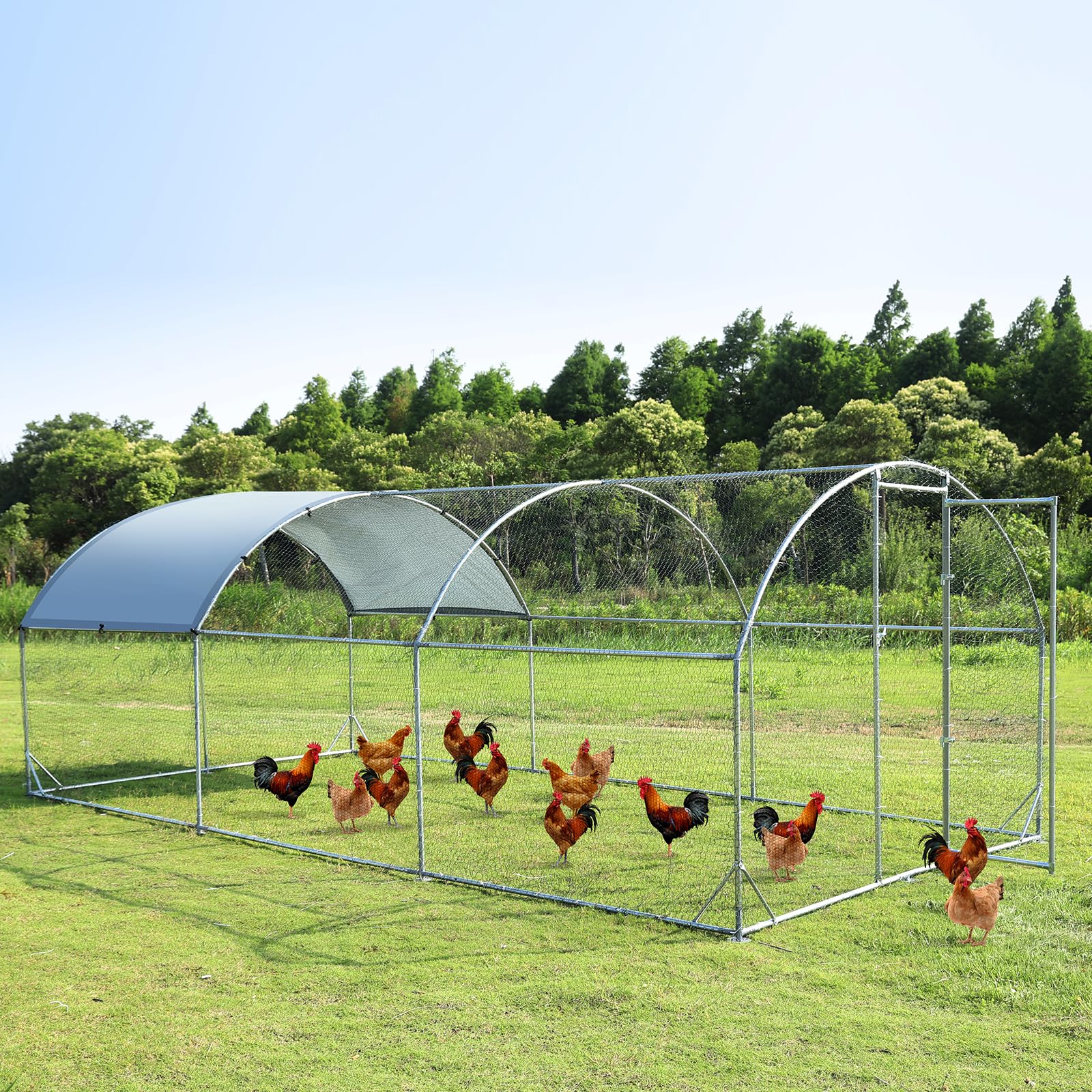 Large Metal Chicken Coop,Coated Hexagonal Mesh and Tri-Supporting Wire ...