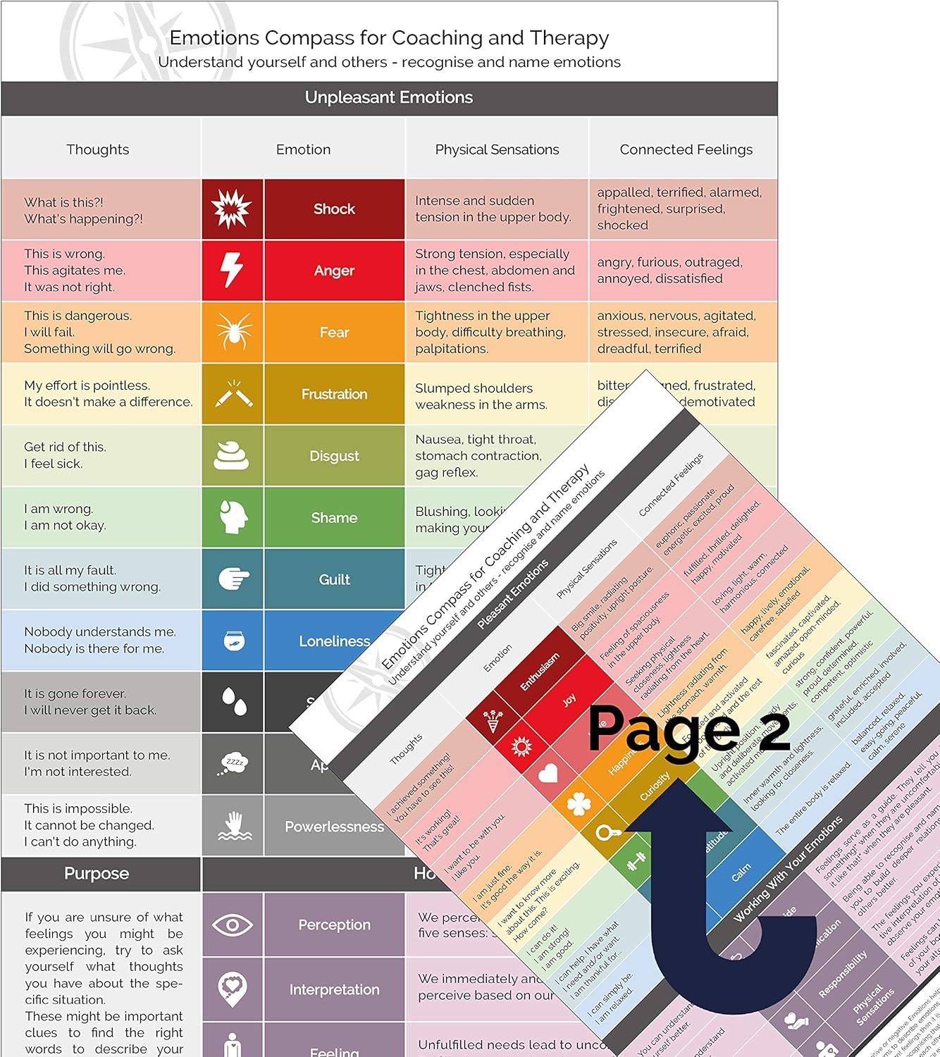 metaFox Emotions Compass A4 Paper Laminated Print for Coaching and ...