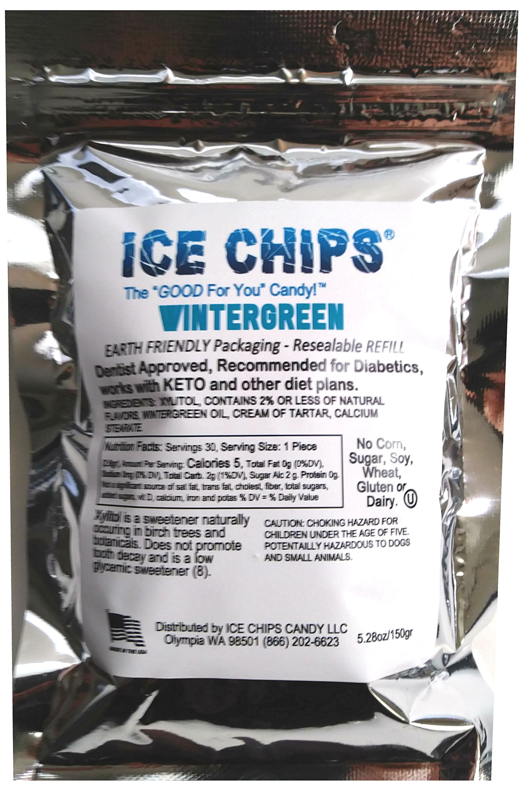 Amazon.com : ICE CHIPS 100% Birchwood Xylitol Candy in Large 5.28 oz ...